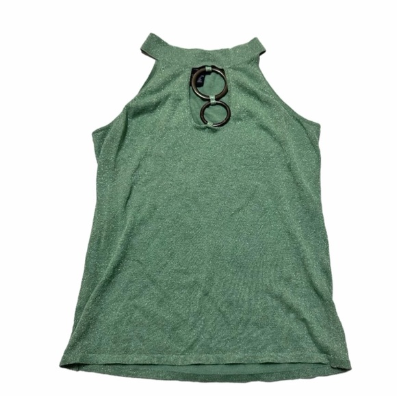 DFA New York | Tops | Y2k Dfa Green Glitter Rounded High Neck Tank Top ...